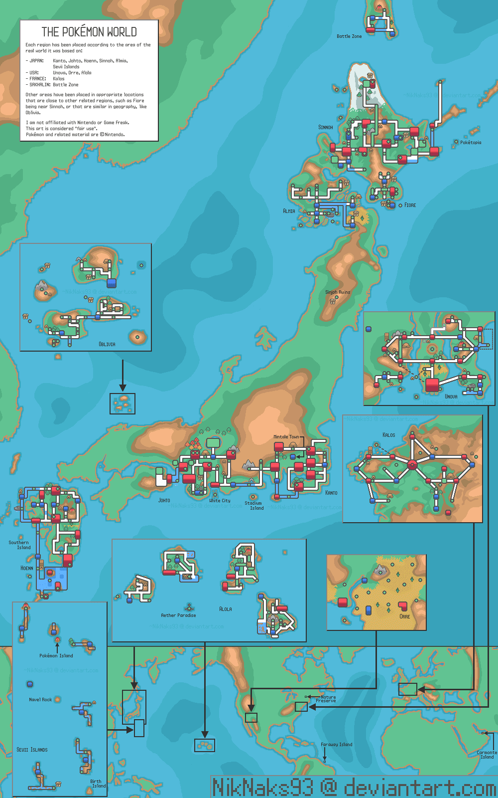 🌎 Pokémon : cartes de toutes les régions replacées sur Terre