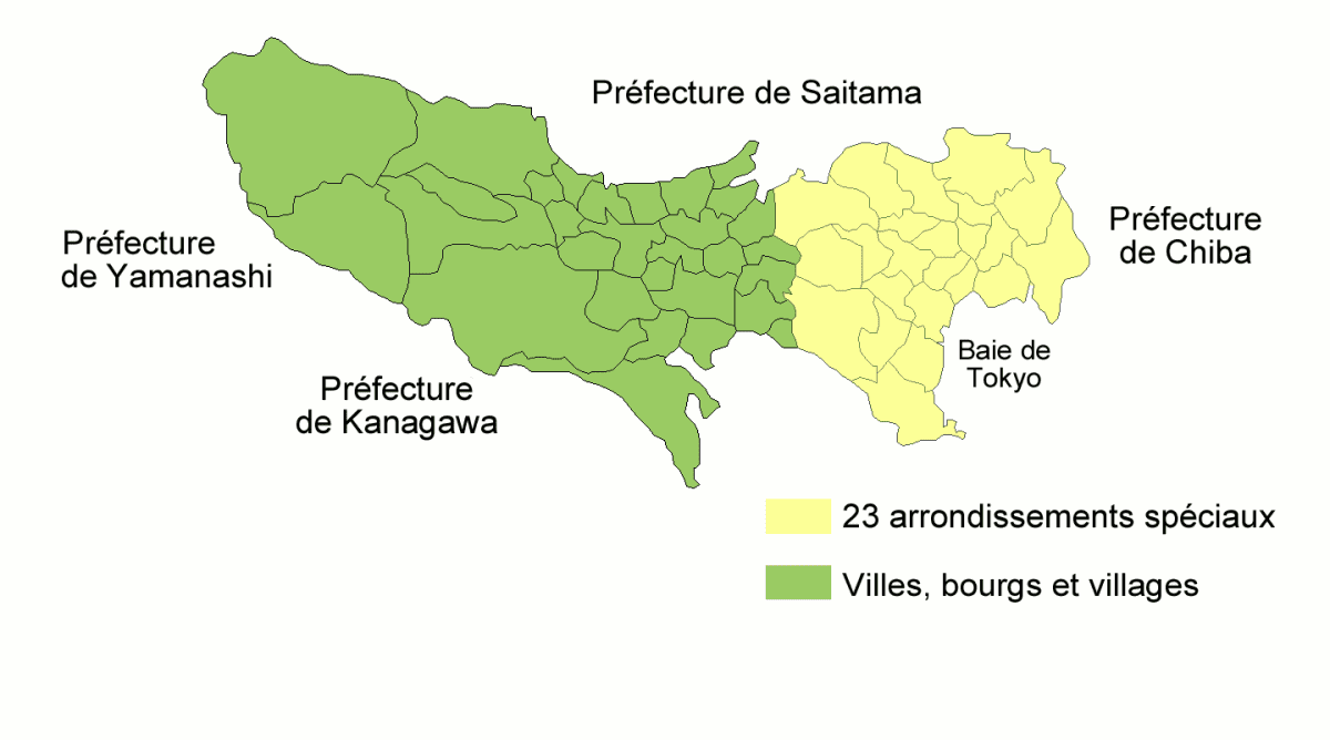 🗼 Cartes de Tokyo (quartiers, districts et préfecture...)