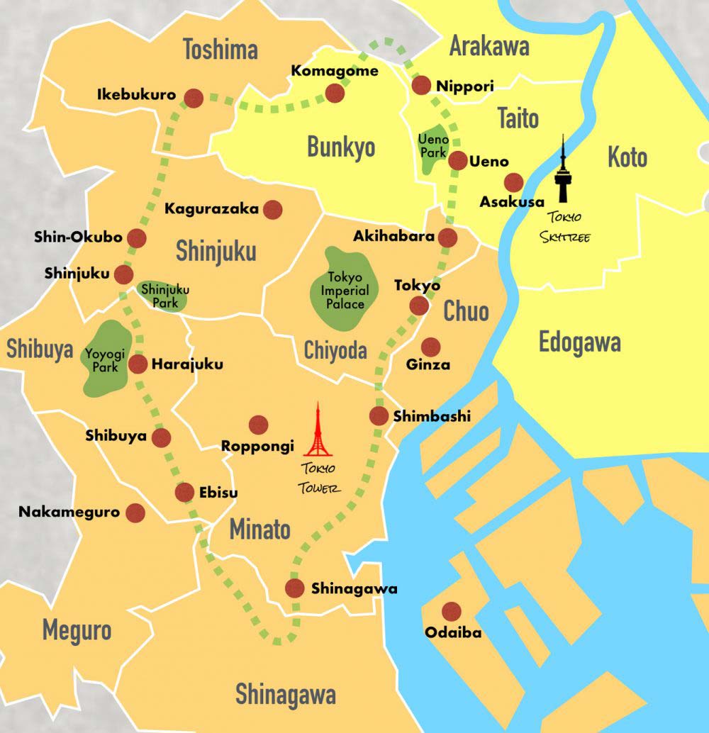 🗼 Cartes de Tokyo (quartiers, districts et préfecture...)