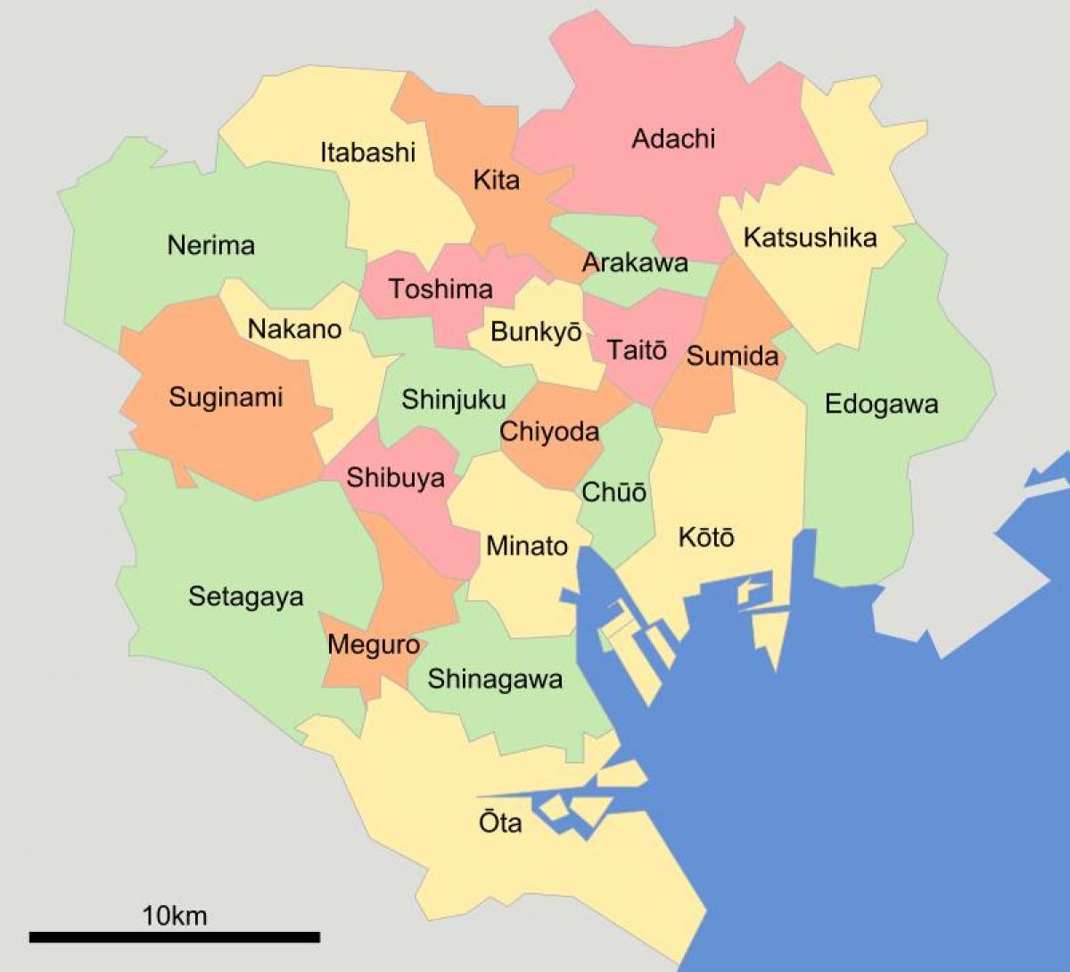 🗼 Cartes de Tokyo (quartiers, districts et préfecture...)